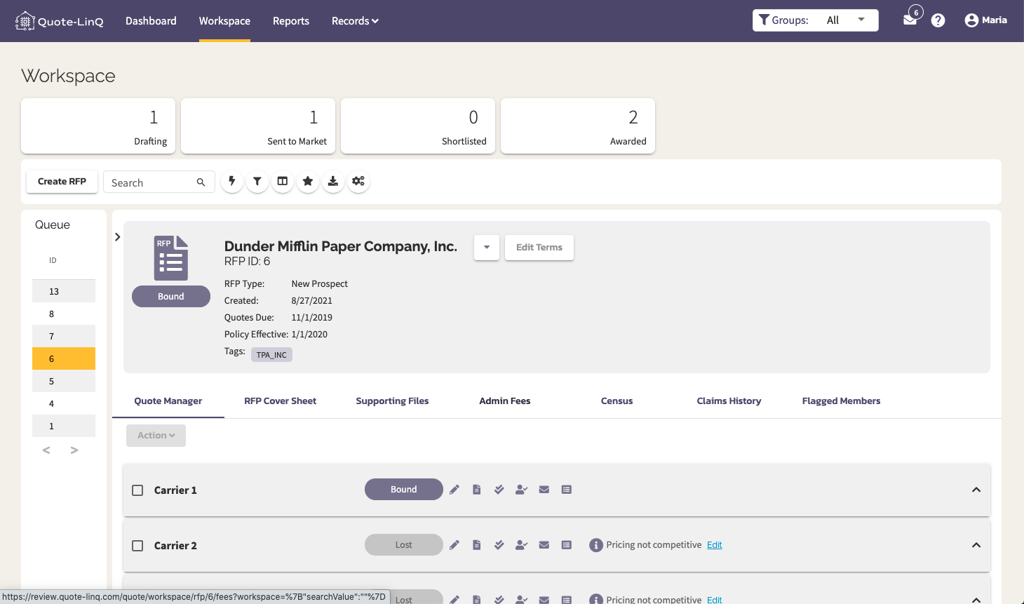 Primary Action Buttons - RFP Workspace – Ringmaster Technologies